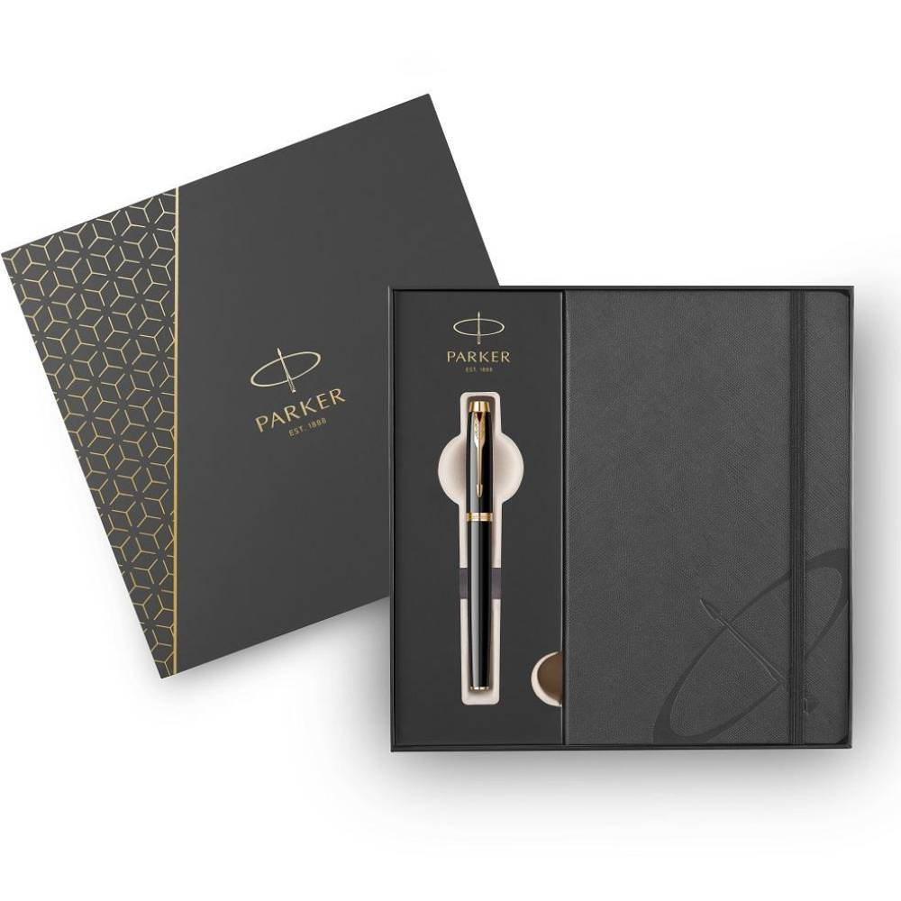PARKER SET ROYAL IM BLACK GT ROLER + NOTES