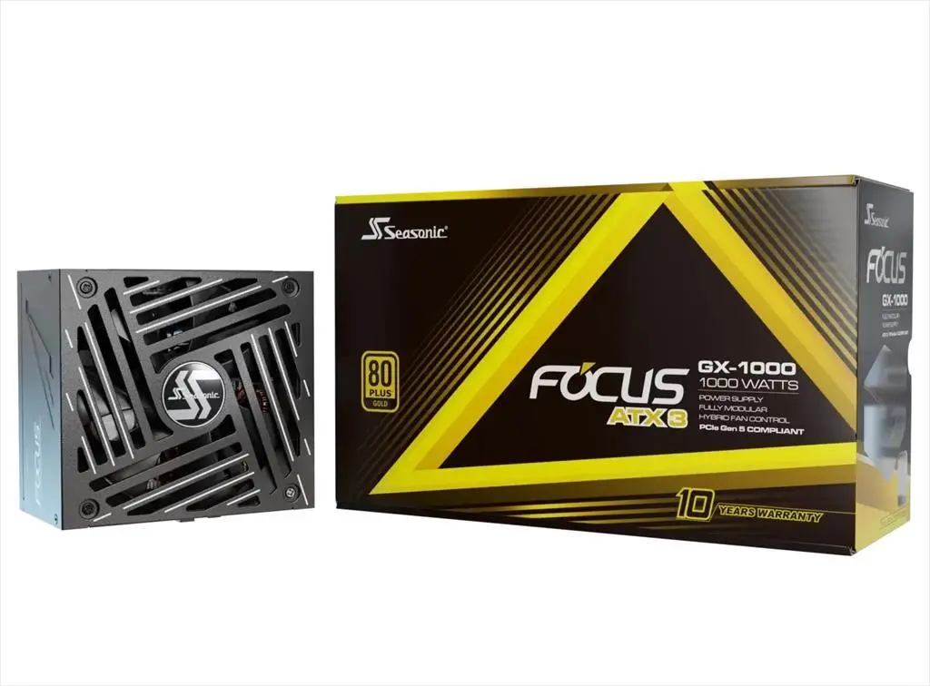Seasonic napaјanje 1000 V Focus Gk-1000 (2024) V/Pcie 5.0 80+ zlata, potpuno modularno, Focus-Gk-1000-V4