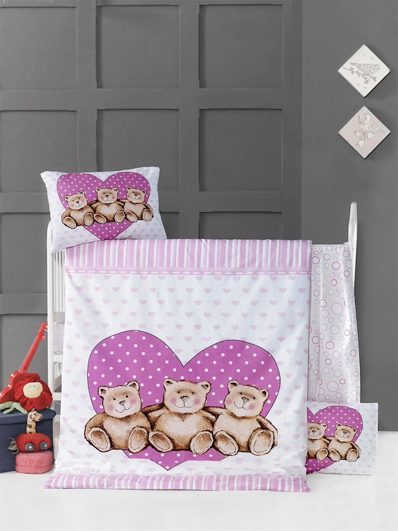 L'essentiel Maison Posteljina za bebe Friend Bears , 100x150cm, Bela