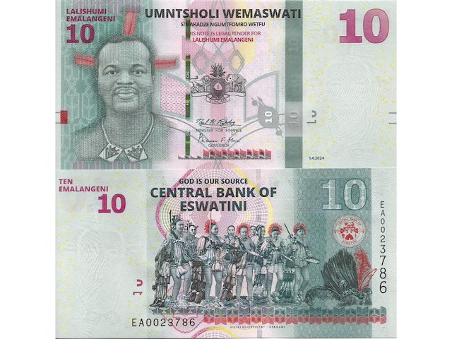 ESWATINI 10 emalangeni 2024 UNC Hibrid NEW