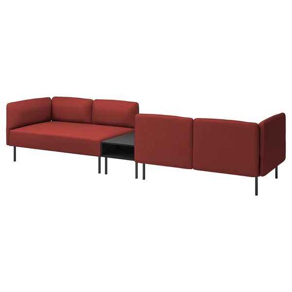 Modul. sofa 4-sed s pom. stočićem, Gunnared smeđe-crvena/metal