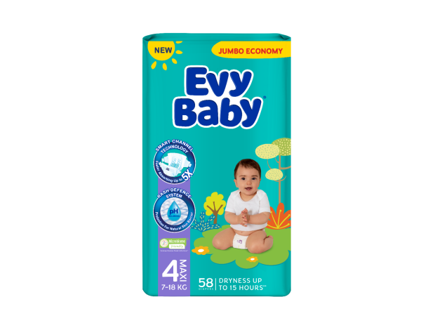 Evy baby pelene jumbo 4 maxi 8-18KG- 58kom