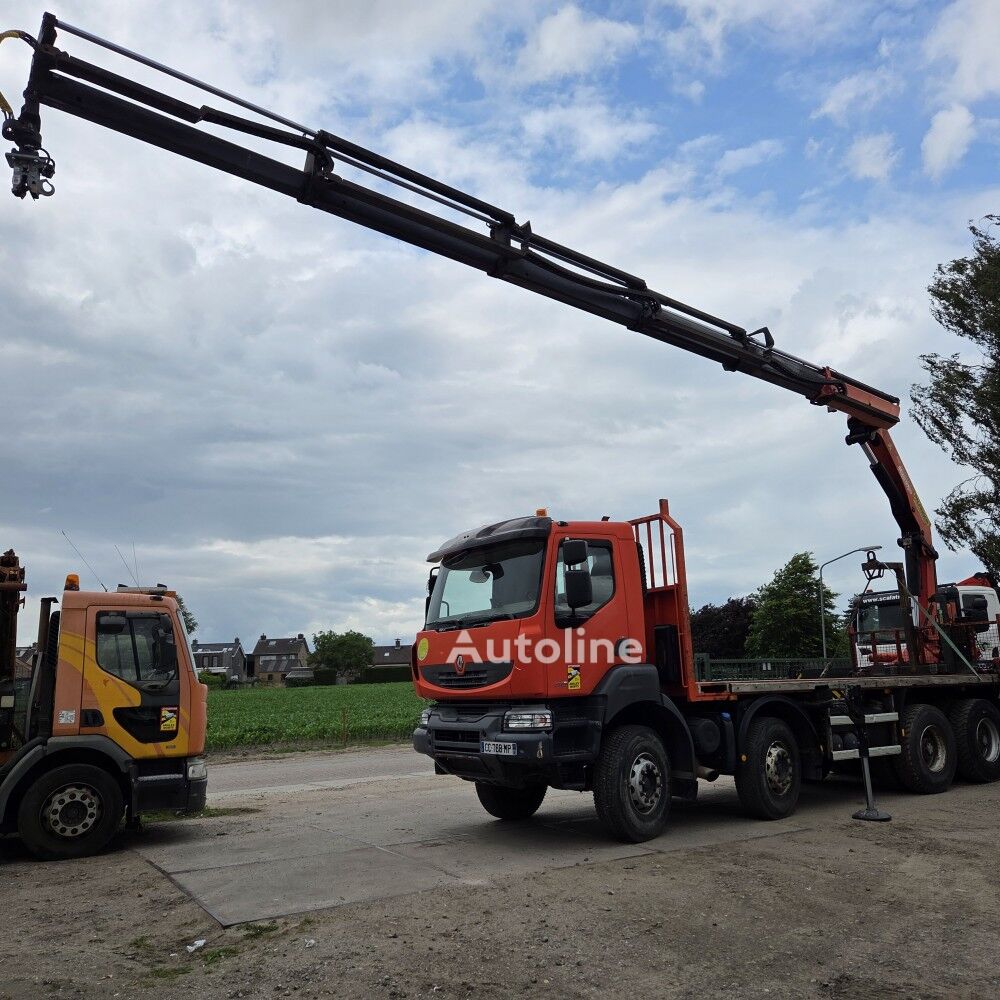 Renault Kerax 430 8X4 Flatbed Crane Palfinger PK26002EH 26 ton 5 Extensi kamion platforma