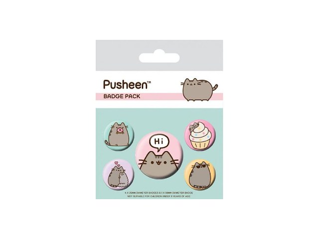 Bedževi set 5 - Pusheen, Pusheen Says Hi