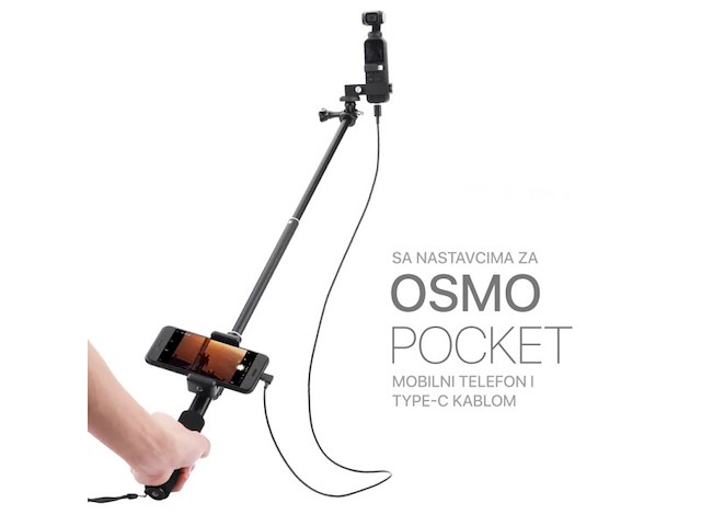 Selfie stick sa Type C kablom crni