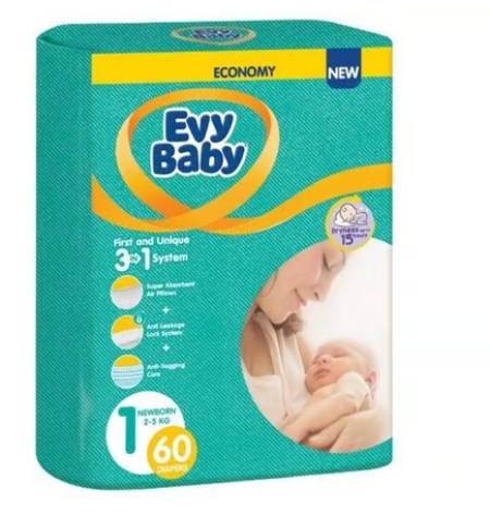 Evy baby pelene twin 1 newborn 2-5kg 60kom 3u1 ( A072480 )