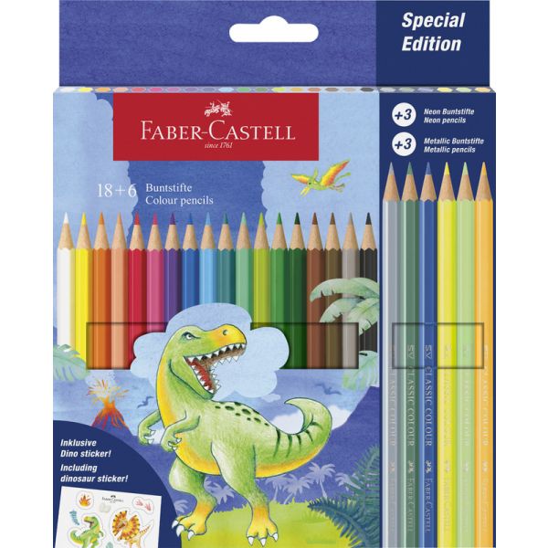 Drvene bojice Classic Dinosaurus Faber 1/18 + 6