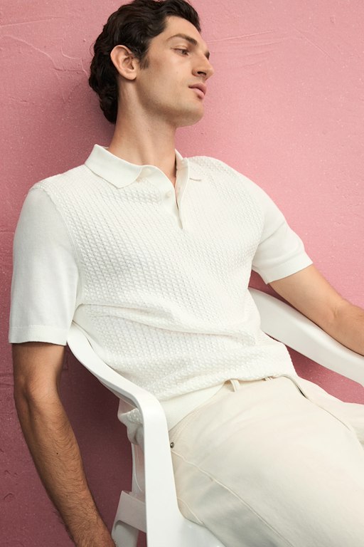 POLO MAJICA U BODU PLETENICE SLIM FIT