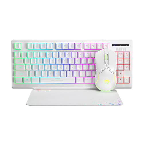 TASTATURA+MIS+PODLOGA USB MARVO LOOT 30 CM310 BELI SET