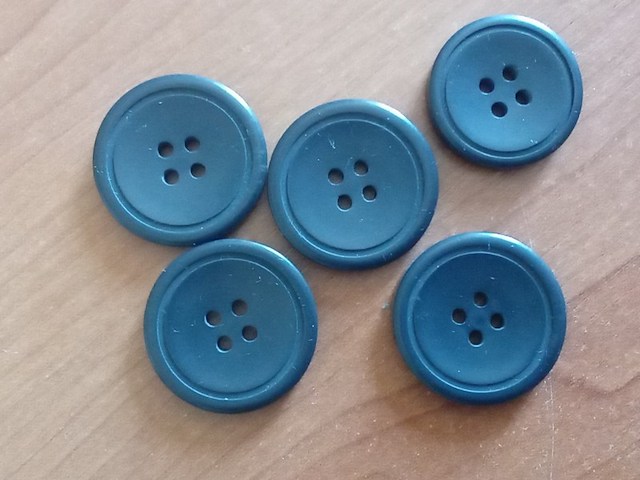 Dugmad, dugme, crno, 4 rupe, za kaput, 5 kom