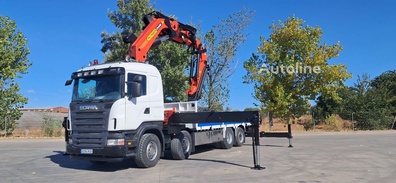 Scania 380 PALFINGER PK 85002 + JIB kamion s ravnom platformom