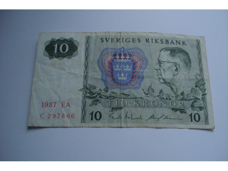 ŠVEDSKA - 10 KRUNA - 1987