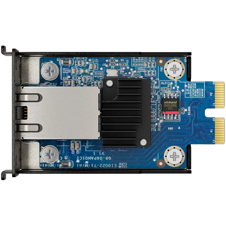 Synology E10G22-T1-MINI 10GbE RJ-45 network upgrade module for compact Synology servers, 10/5/2.5/1 Gbps Multi-Gig support, PCIe 3.0 x2, for models DS923+, DS723+, RS422+, DS1522+