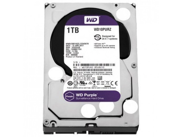 HDD WD 1TB WD10PURZ SATA3 64MB Caviar Purple