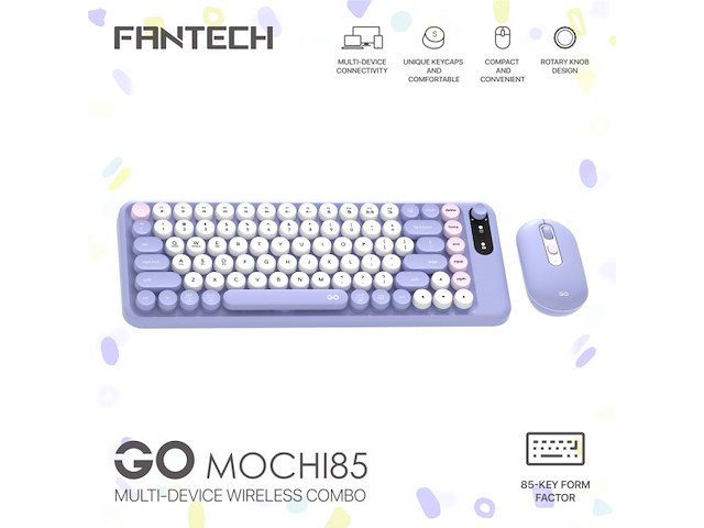 Combo mis tastatura wireless Fantech WK-898 GO mochi85 ljubicasta