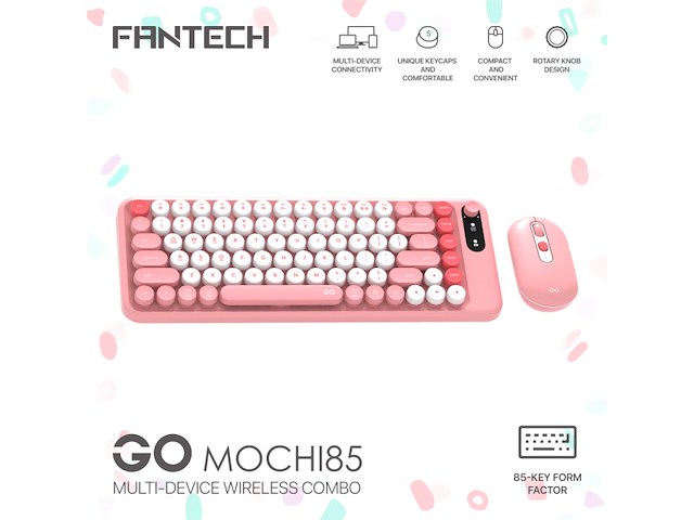 Combo mis tastatura wireless Fantech WK-898 GO mochi85 pink