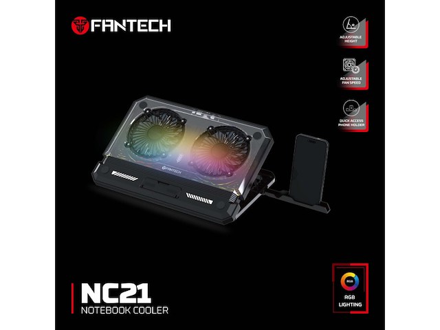 Laptop Cooler Fantech NC21 RGB crni