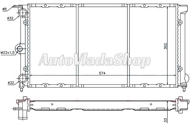 HLADNJAK VW PASSAT B2 16TD-19-22 574*302 08/80-04/
