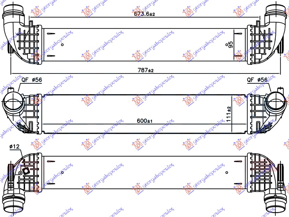 HLADNJAK INTERKULERA 1.4 SIDI TURBO BENZIN (600x111x95)