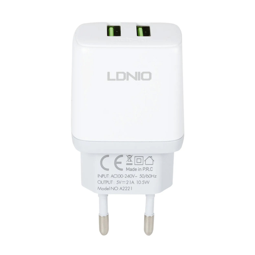Kucni punjac LDNIO A2221 2xUSB, 12W beli
