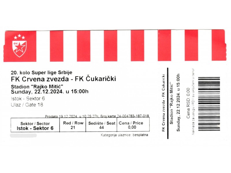2024 Dec, CRVENA ZVEZDA - ČUKARIČKI! Prvenstvo.