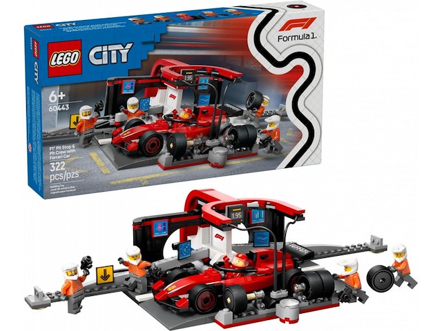 LEGO City - 60443 F1 Pit Stop &; Pit Crew with Ferrari