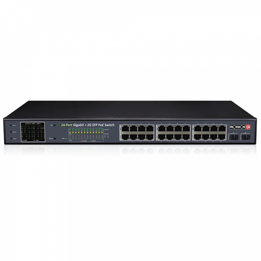 24-portni Giga PoE Switch 370W+2 SFP POES-24370GCL+2SFP