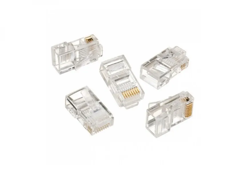LC-8P8C-001/10 Modular plug RJ45 8P8C 30u CAT5 gold plated, 10 u pakovanju / CENA PO PAKOVANJU