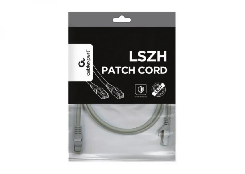 PP6A-LSZHCU-1M Gembird Mrezni kabl, SFTP CAT.6A BAKARNI LSZH Patch cord 1m Grey