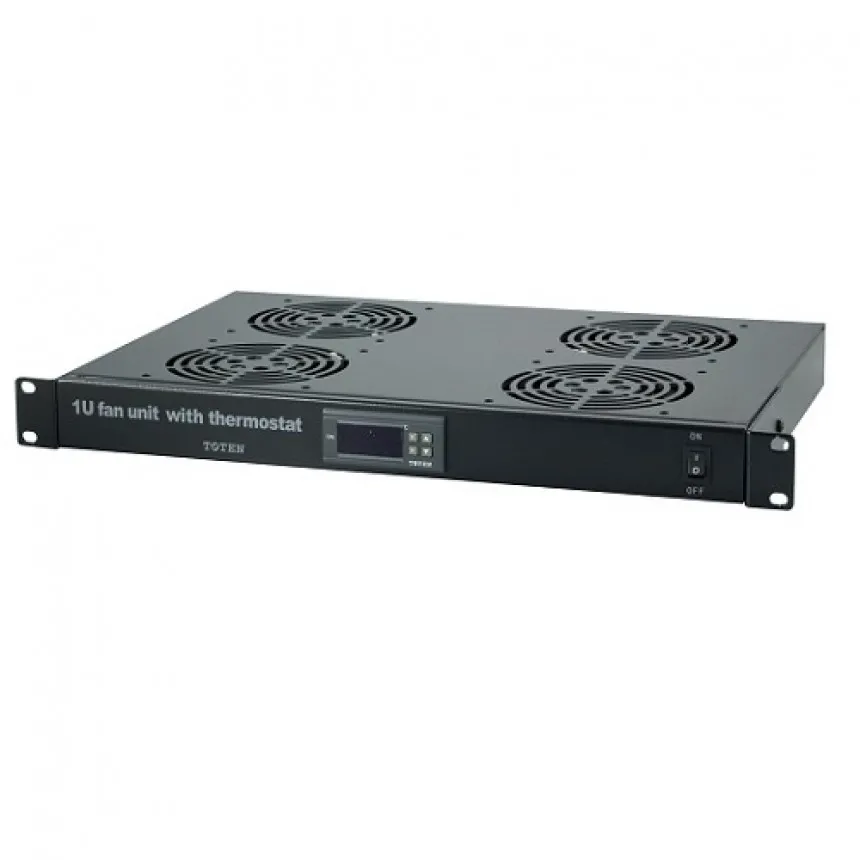 Ventilator panel 19"/1U sa 4 ventilatora i SCT-1000 digitalnim kontrolerom temperature sa displejom (LCD) - za sve tipove rekova (FU4T-1U)