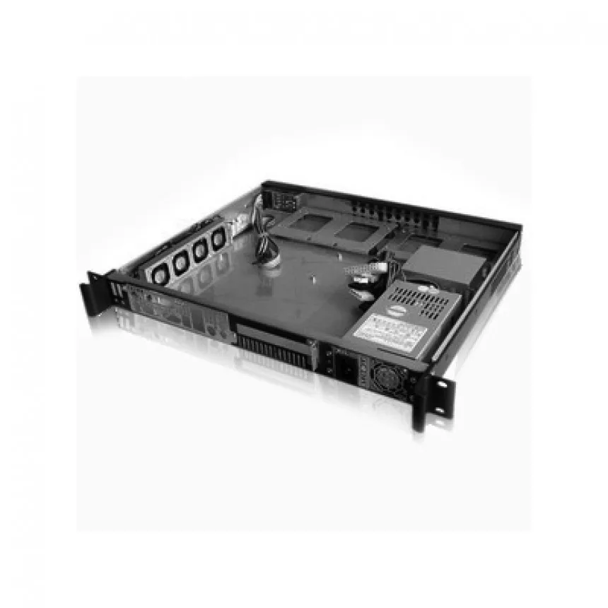 Rack-mount 1U/19" kućište, µATX 9.6"x9.6" MB format, ON/OFF + reset + 2 x USB 2.0 napred, 1 x Card Slot pozadi, 4 x Fan 40mm, 2 x 3.5" (+ 2 x 2.5" uz Flex PSU) interni disk, 1U napajanja do 500W, ...