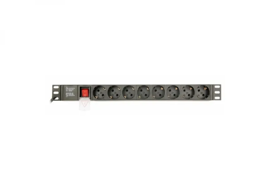 EG-PDU-014-C14 Gembird C14 Produzni kabl sa zastitom 8 uticnica 10A, PDU 1U, aluminium, 3m