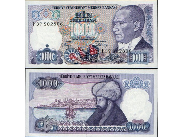 Turska 1000 Lira 1970 (1986). UNC.