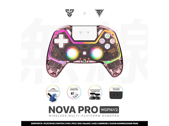 Joypad wireless Fantech WGP14V2 NOVA PRO multiplatform RGB CLEAR sakura