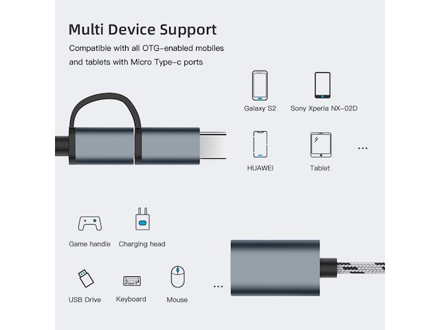 Kabl OTG type C micro USB na USB Z 3.0