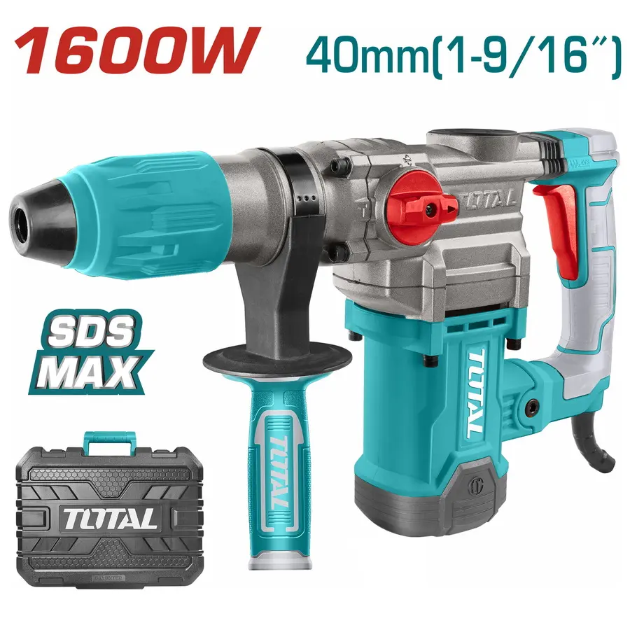 Total Čekić bušilica TH1163855, 10J/1600W, SDS MAX, 2 burgije, 2 dleta