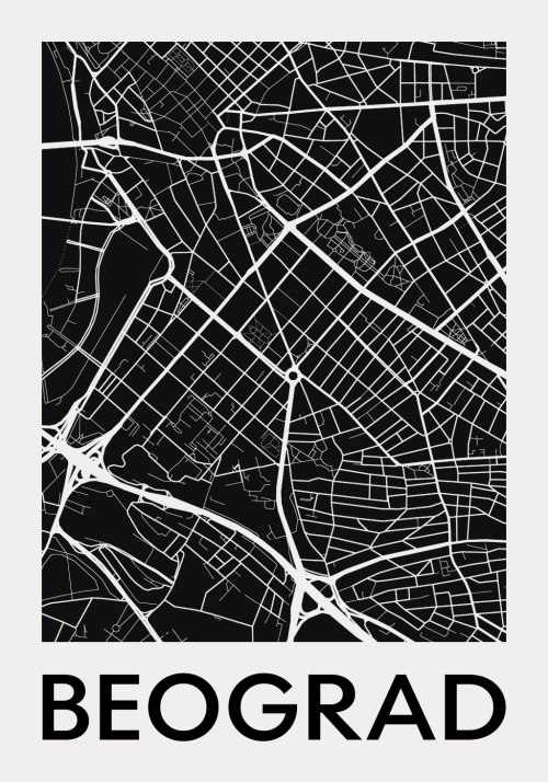 Beograd - Mapa, negativ