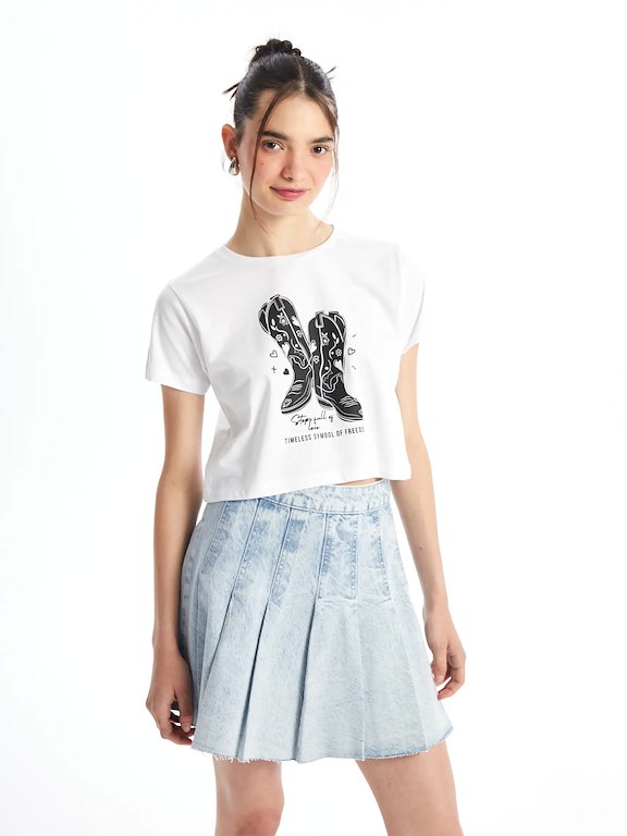 LC Waikiki Ženski Crop Top S4NY77Z8-Q6K, Beli