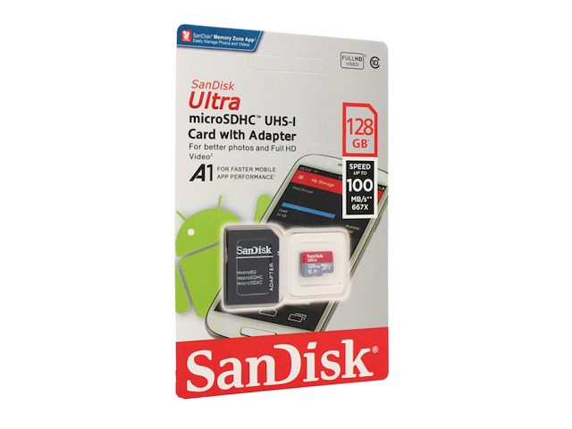 Mem. Kartica SanDisk SDXC 128GB Ultra Micro 100MB/s Class 10 sa adapterom ZJ CN