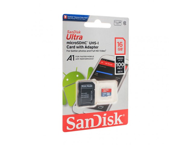 Mem. Kartica SanDisk SDHC 16GB Ultra Micro 100MB/s Class 10 sa adapterom ZJ CN