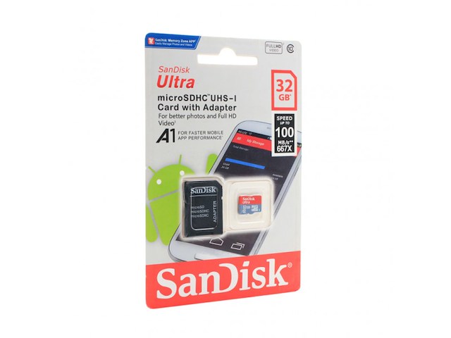 Mem. Kartica SanDisk SDHC 32GB Ultra Micro 100MB/s Class 10 sa adapterom ZJ CN