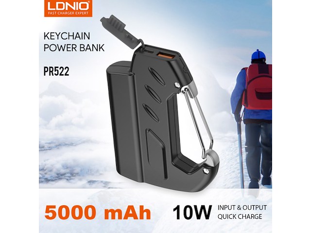 Power bank prenosiva baterija LDNIO PR522 10W privezak 5000mAh crni