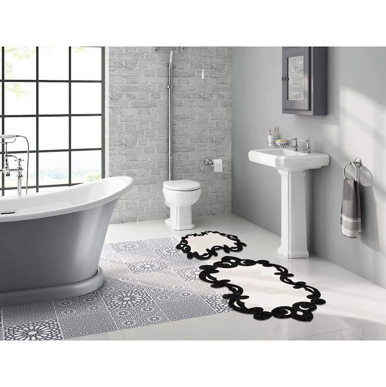 L'essentiel Maison Set 2 prostirke za kupatilo Crno-Beli