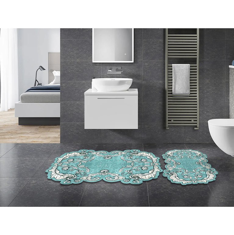 L'essentiel Maison Set 2 prostirke za kupatilo Tirkizni