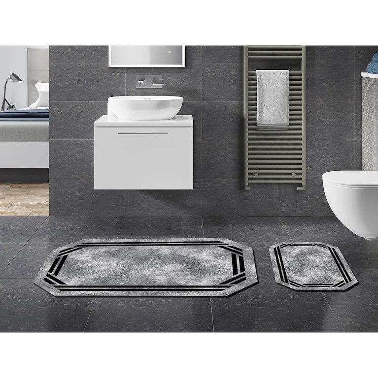 L'essentiel Maison Set 2 prostirke za kupatilo Sivo-Crni