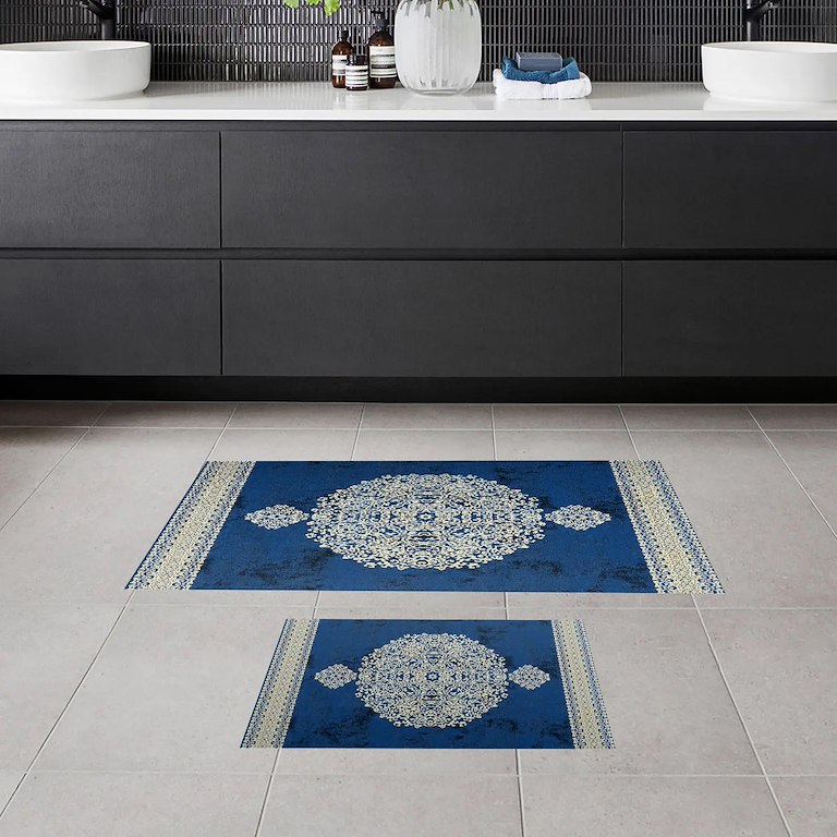 L'essentiel Maison Set 2 prostirke za kupatilo Plavi