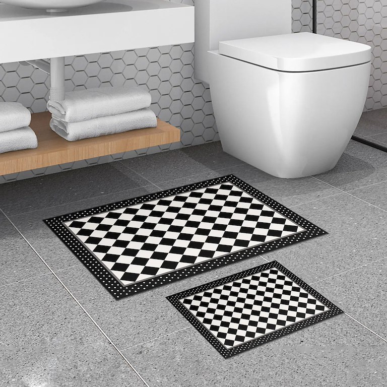 L'essentiel Maison Set 2 prostirke za kupatilo Crno-Beli