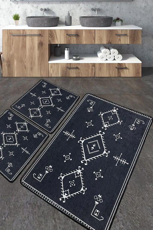 L'essentiel Maison Set 3 prostirke za kupatilo Tamnosivi