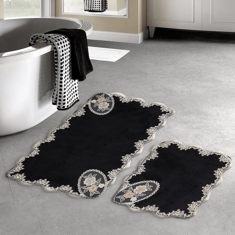L'essentiel Maison Set 2 prostirke za kupatilo Crno-Beli