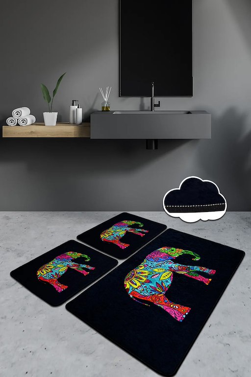 L'essentiel Maison Set 3 prostirke za kupatilo Šareni